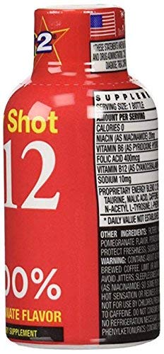 Stacker 2 B12 Energy Shot 24 Count Acai & Pomegranate 2oz Daily Value 10,000%