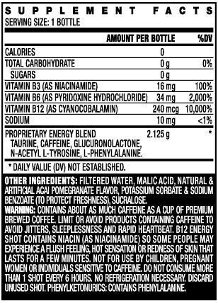 Stacker 2 B12 Energy Shot 24 Count Acai & Pomegranate 2oz Daily Value 10,000%