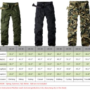 Mesinsefra Men's Cotton Casual Military Army Cargo Pants Camo Combat Work with 8 Pocket Black 36