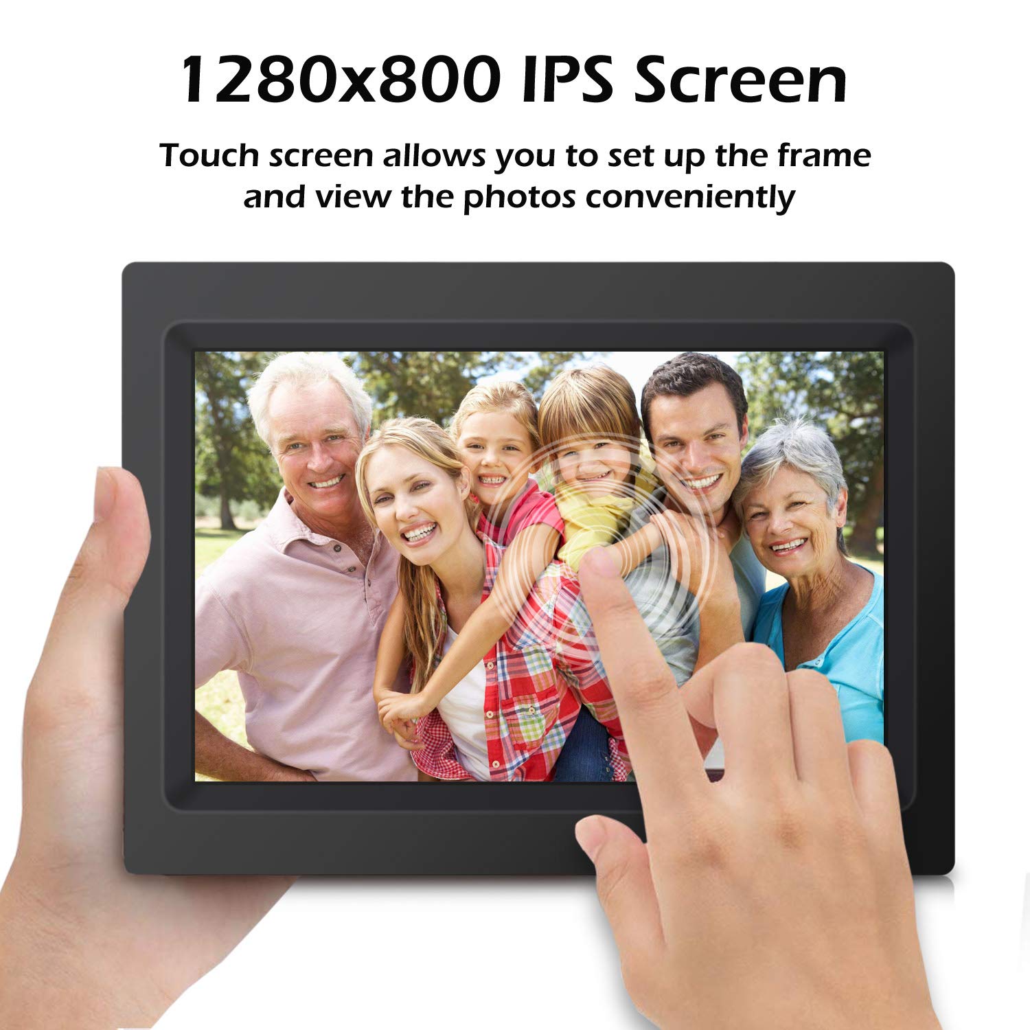 10" HD IPS Display Wi-Fi Cloud Frame, Touchscreen, Increased 20GB Free Cloud Storage, APP Send Real-time Photos, Social Media, Streaming Music and Movie