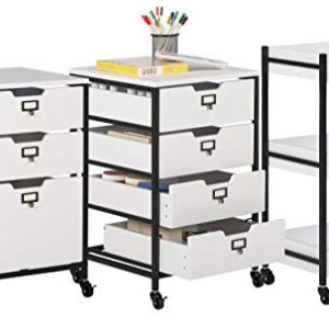 Sew Ready Charcoal/White 27" H 3-Drawer Mobile Storage Organizer Cart for Bathroom, Kitchen, Crafts, Home Office or Laundry Rooms