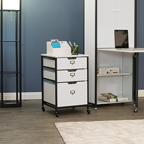 Sew Ready Charcoal/White 27" H 3-Drawer Mobile Storage Organizer Cart for Bathroom, Kitchen, Crafts, Home Office or Laundry Rooms