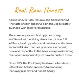 Cox's Honey 100% Pure, Raw Unfiltered Clover Honey, Rich in Nutrients, Family Owned Apiary, 5 lbs Jug