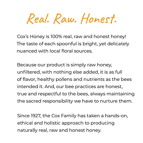 Cox's Honey 100% Pure, Raw Unfiltered Clover Honey, Rich in Nutrients, Family Owned Apiary, 5 lbs Jug