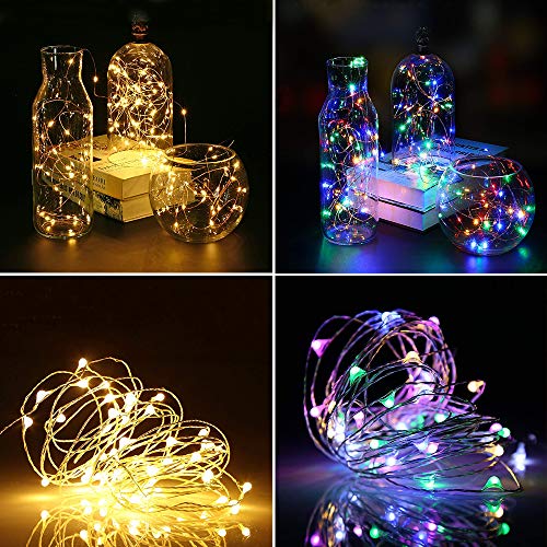 ER CHEN Color Changing Battery Operated Fairy Lights, 33ft 100 LED 8 Modes Silvery Copper Wire Twinkle String Lights with Remote/Timer for Bedroom, Patio, Wedding, Party (Warm White&Multicolor)