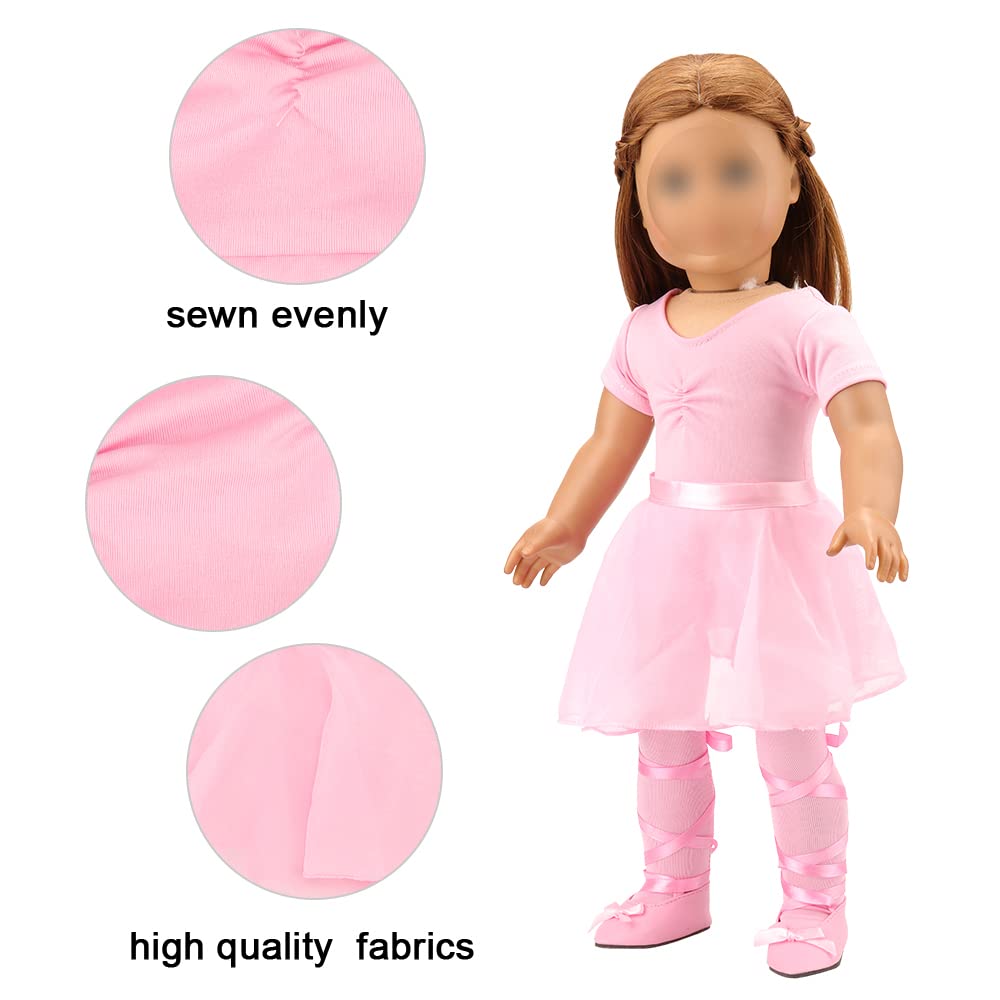 BARWA American 18 inch Doll Me Doll Matching Outfits Clothes 4 PCS Ballet Ballerina Outfits Dance Dress Costume for Girls and 18 inch Dolls (140cm)