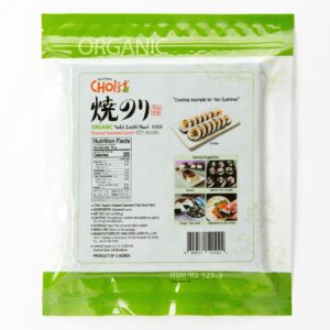 CHOI's 1 Organic Roasted Seaweed, Gim, Sushi Nori/ (50 full sheets)/ Product of Korea/ Gold Grade- Vegan, Keto, Gluten Free, Full of Fiber, Vitamin, Mineral, High protein, Omega 3's