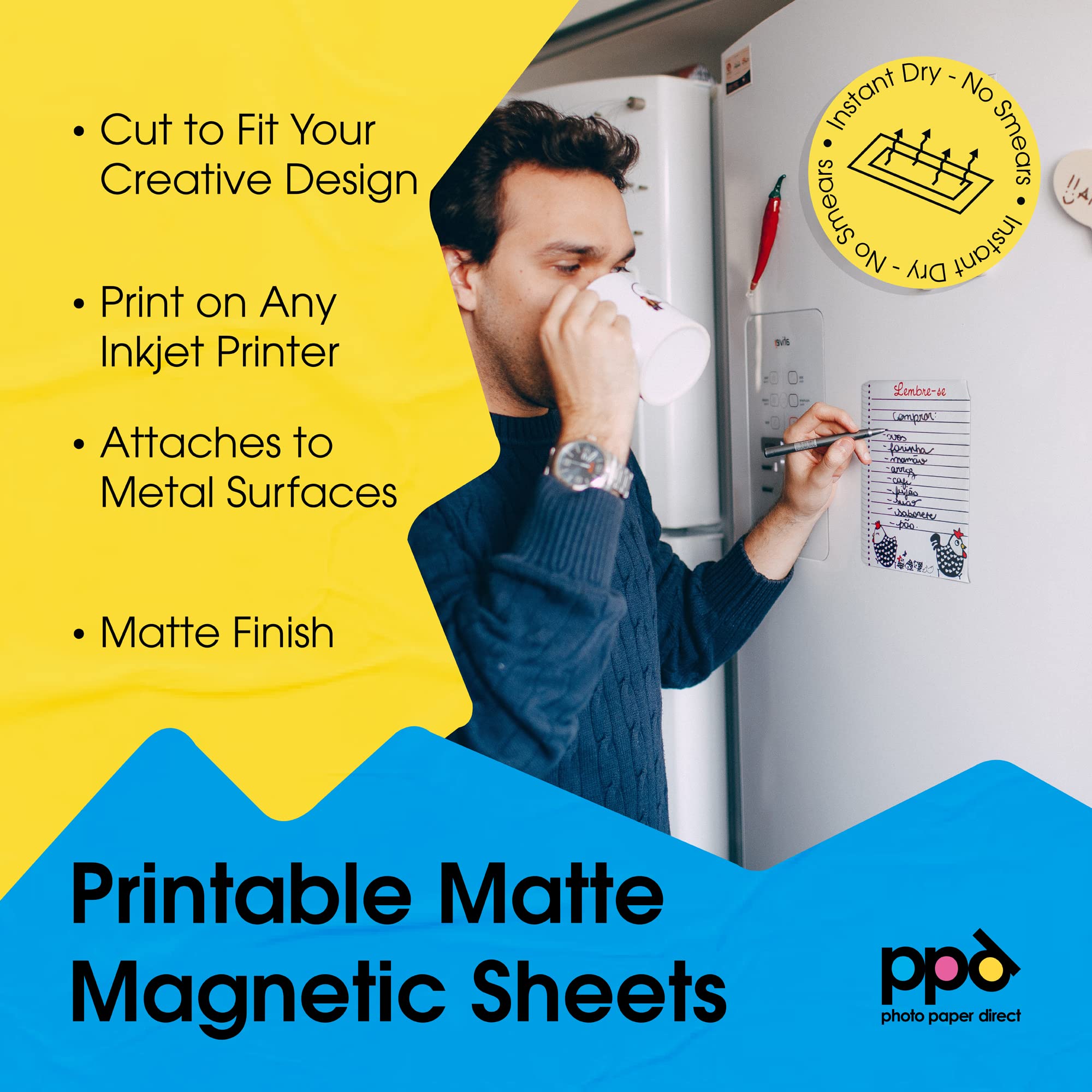 PPD 10 Sheets Printable Inkjet Magnetic Sheets Glossy Finish Premium 13mil Thick Photo Paper Quality, Instant Dry and Water-Resistant 8.5x11 (PPD-31-10)