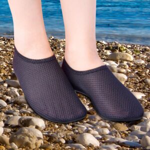 Water Shoes for Women - Extra Comfort - Protects Against Sand, Cold/Hot Water, UV, Rocks/Pebbles - Easy Fit Footwear for Swimming (Black)