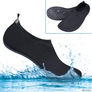 Water Shoes for Women - Extra Comfort - Protects Against Sand, Cold/Hot Water, UV, Rocks/Pebbles - Easy Fit Footwear for Swimming (Black)