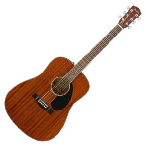 fender acoustic guitar, cd-60s, with 2-year warranty, dreadnought classic design with rounded walnut fingerboard, glossed finish, all-mahogany construction