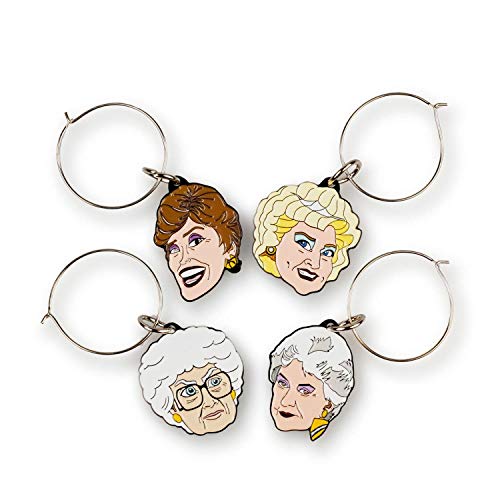 JUST FUNKY Golden Girls Wine Charms, Set of 4