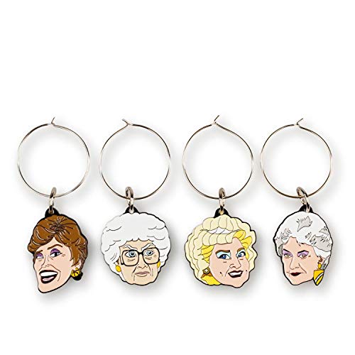 JUST FUNKY Golden Girls Wine Charms, Set of 4