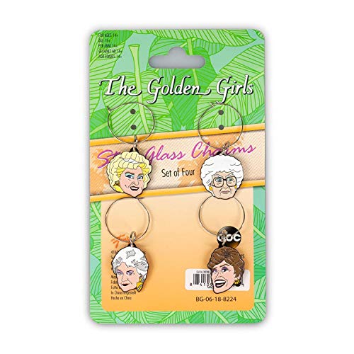 JUST FUNKY Golden Girls Wine Charms, Set of 4