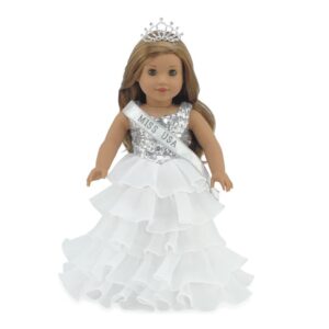 Emily Rose 18 Inch Doll Clothes and Accessories | 18" Doll Ball Gown Pageant Dress with Sash & Sparkling Crown Tiara Accessory! | Compatible with American Girl Dolls