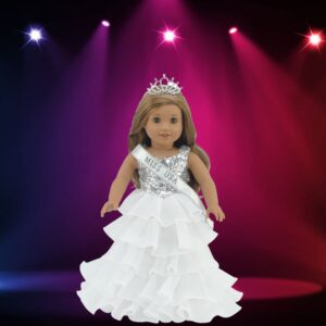 Emily Rose 18 Inch Doll Clothes and Accessories | 18" Doll Ball Gown Pageant Dress with Sash & Sparkling Crown Tiara Accessory! | Compatible with American Girl Dolls