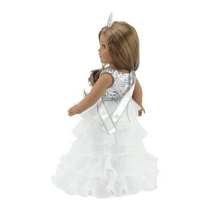 Emily Rose 18 Inch Doll Clothes and Accessories | 18" Doll Ball Gown Pageant Dress with Sash & Sparkling Crown Tiara Accessory! | Compatible with American Girl Dolls