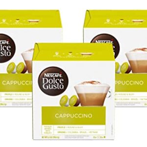 Dolce Gusto Nescafe Coffee Pods, Cappuccino, 16 capsules (Pack of 3)