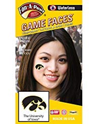 iowa – waterless peel & stick temporary spirit tattoos – 4-piece – black/gold herky head logo