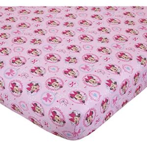 disney baby “minnie mouse bows are best” baby crib sheet, 28” x 52”, fits stand size crib mattress