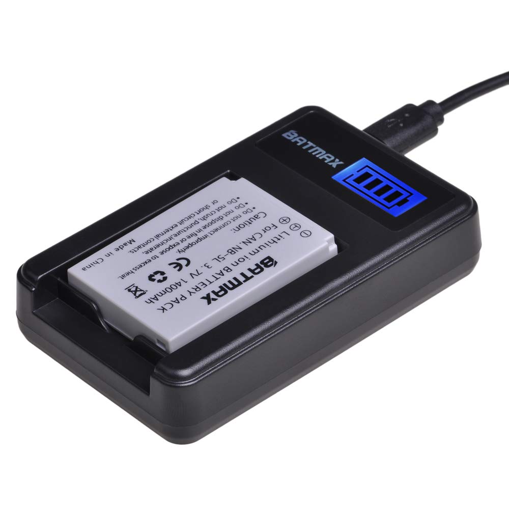 Batmax 2Pcs 1400mAh NB-5L NB5L Battery + LCD USB Charger for Canon PowerShot S100, S110, SD790IS, SD850IS, SD870IS, SD880IS, SD890IS, SD970IS, SD990IS, SX200IS, SX210IS, SX220IS, SX230HS Cameras