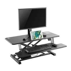 G Pack Pro Standing Desk Converter - Electric Height Adjustable Desk for Sit Stand Desk Workstation with Removable Keyword Tray and Space for Dual Monitors - Ergonomic Design for Maximum Productivity