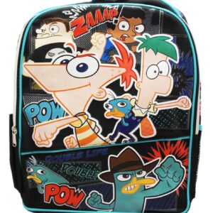 Disney's Phineas and Ferb Double Pow Black/Teal Full Size Backpack (16in)