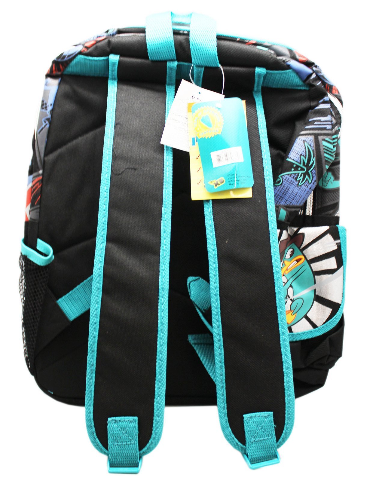 Disney's Phineas and Ferb Double Pow Black/Teal Full Size Backpack (16in)