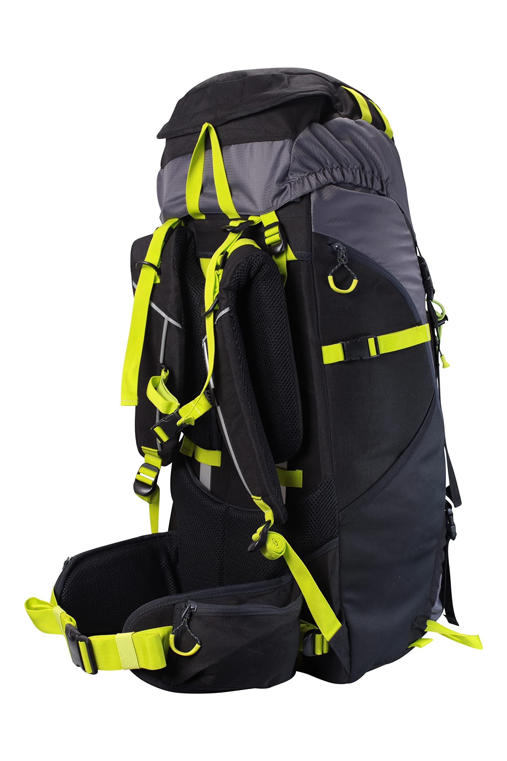 Mountain Warehouse Carrion 65L Rucksack - Padded Back Daypack Bagback Charcoal