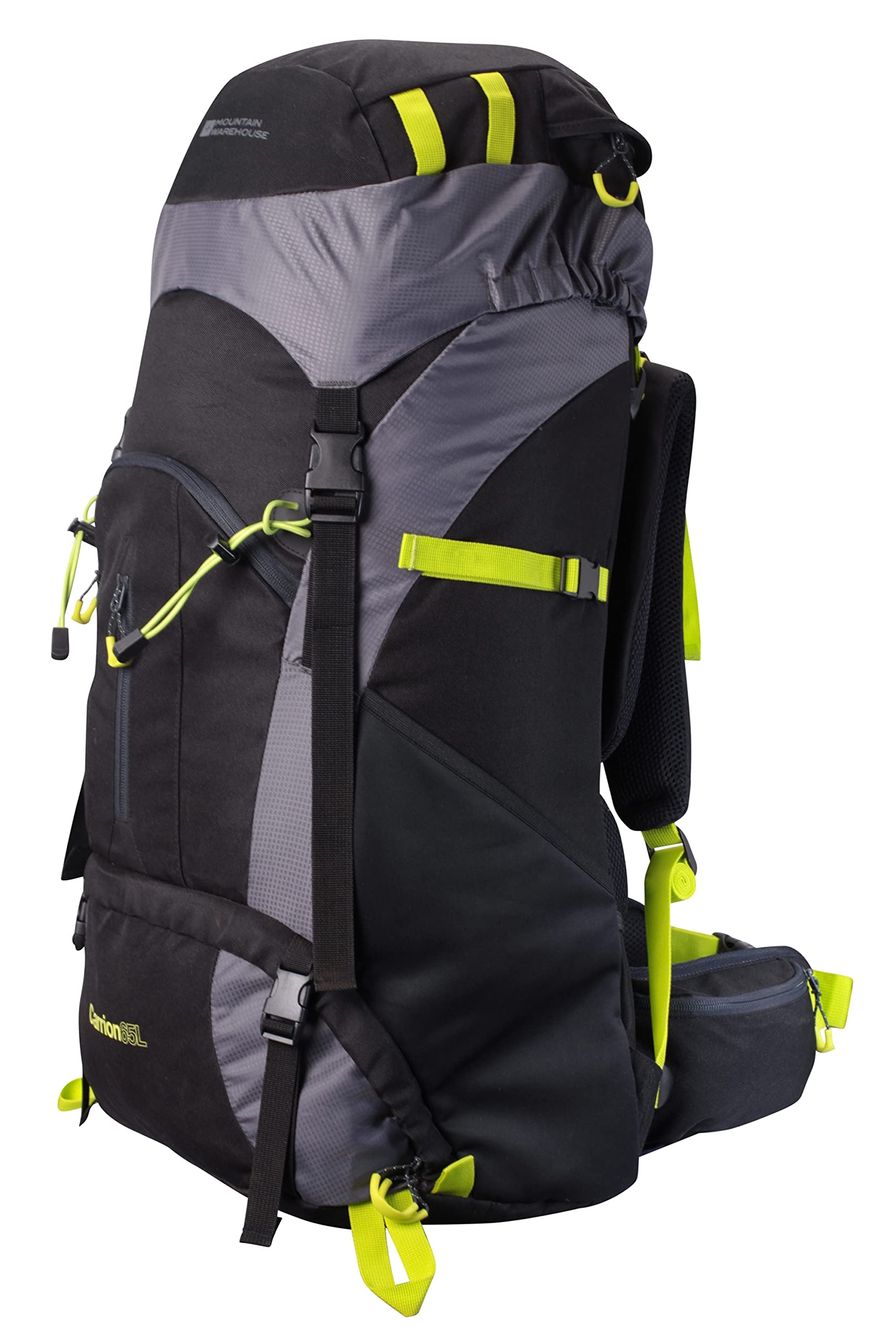 Mountain Warehouse Carrion 65L Rucksack - Padded Back Daypack Bagback Charcoal