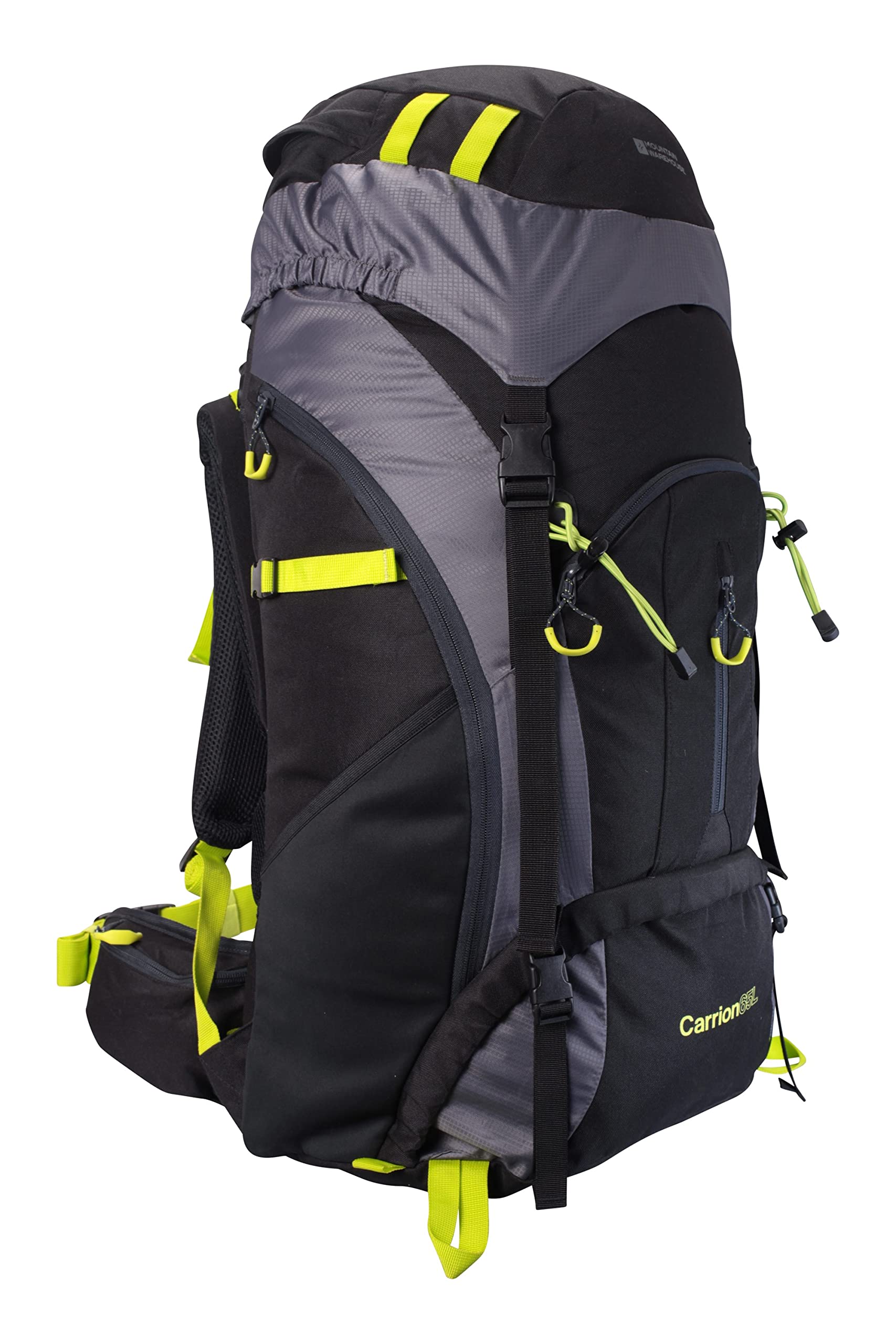 Mountain Warehouse Carrion 65L Rucksack - Padded Back Daypack Bagback Charcoal