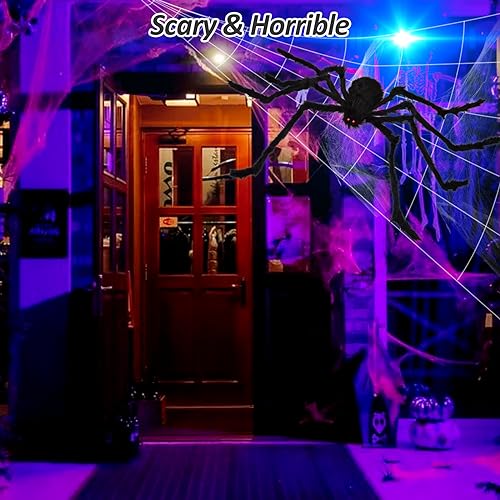 3pcs 212'' Halloween Spider Web 49" Halloween Spider Decorations Stretch Cobweb Fake Spider Giant Spider Web for Indoor Outdoor Halloween Decorations Yard Lawn Home Costumes Party Haunted House Décor