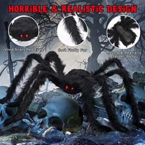 3pcs 212'' Halloween Spider Web 49" Halloween Spider Decorations Stretch Cobweb Fake Spider Giant Spider Web for Indoor Outdoor Halloween Decorations Yard Lawn Home Costumes Party Haunted House Décor