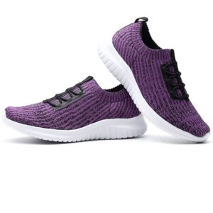 LANCROP Women's Athletic Walking Shoes - Casual Mesh Lightweight Running Slip On Sneakers 7.5 US, Label 38 Purple