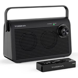 tosima tv-9000 wireless tv speaker,portable tv speaker for hard of hearing and elderly, 2.4g rf transimitter 30m/100ft range, 1000mah rechargable battery,compatible with all audio devices