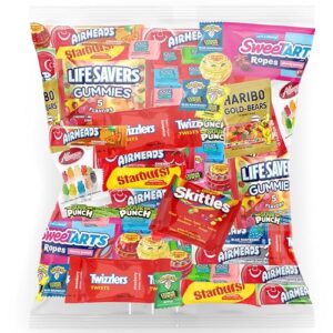 bulk assorted fruit candy - starburst, skittles, gummy life savers, air heads, jolly rancher, sour punch, haribo gold-bears, gummy bears & twizzlers (32 oz variety pack)