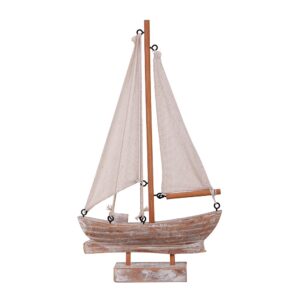 waroom home wooden sailboat decor, handmade vintage nautical decor sailing boat decoration, wood display sail boat, 10.75’’h (sailboat-b)