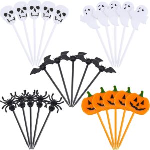 Tatuo 50 Pieces Plastic Halloween Toothpicks Halloween Cupcake Topper Cake Decorations Picks Ghost Decor for Kids Birthday Themed Party Favors Supplies