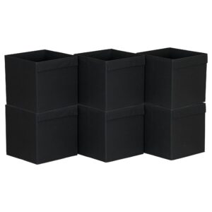 household essentials 86-1 foldable fabric storage bins | set of 6 cubby cubes with flap handle, black