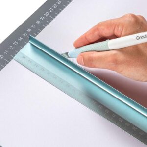 Cricut Metal Ruler - Safety Cutting Ruler for Use with Rotary Cutters, Cricut TrueControl Knife, Xacto Knife - Great For Quilting, Scrapbooking, Crafting and Paper Cutting - 18", [Blue]