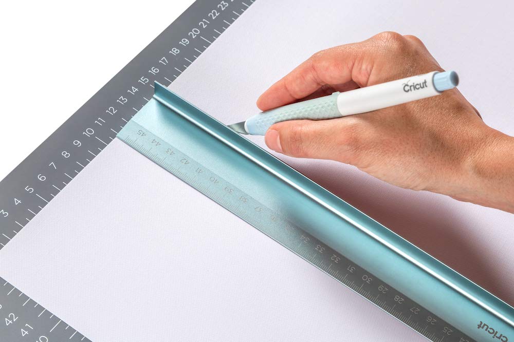 Cricut Metal Ruler - Safety Cutting Ruler for Use with Rotary Cutters, Cricut TrueControl Knife, Xacto Knife - Great For Quilting, Scrapbooking, Crafting and Paper Cutting - 18", [Blue]