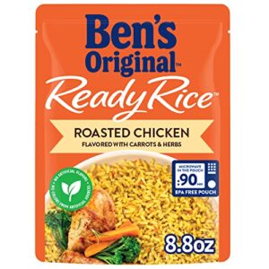 ben's original ready rice roasted chicken flavored rice, easy dinner side, 8.8 oz pouch (pack of 6)