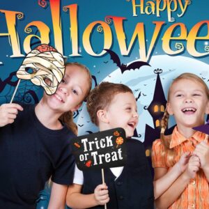 Happy Halloween Photography Backdrop and Studio Props DIY Kit. Great as Photo Booth Background, Costume Dress-up Party Supplies and Event Decorations