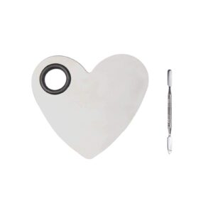 obmwang stainless steel heart shaped makeup palette spatula - makeup artist makeup enthusiast tools for blending cosmetic foundation shades