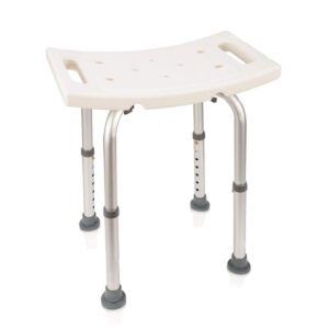 healthline trading bath bench adjustable height, lightweight compact and small chair for shower, adjustable shower chair bath bench without back with non-slip seat, bathtub stool for seniors, white