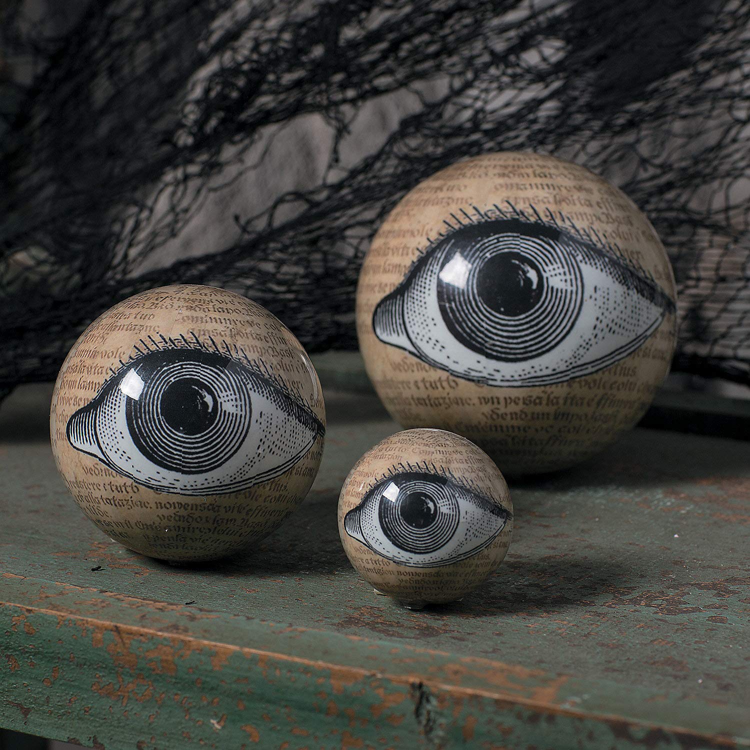 Fun Express Eyeballs Orbs - 3 Sizes - 9 Pcs.- Halloween Outdoor Decorations