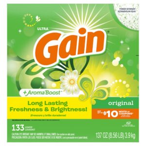 gain powder laundry detergent for regular and he washers, original scent, 137 ounces 133 loads