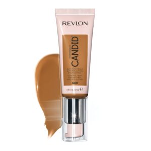 revlon photoready candid natural finish foundation, with anti-pollution, antioxidant, anti-blue light ingredients, 440 caramel, 0.75 fl. oz.