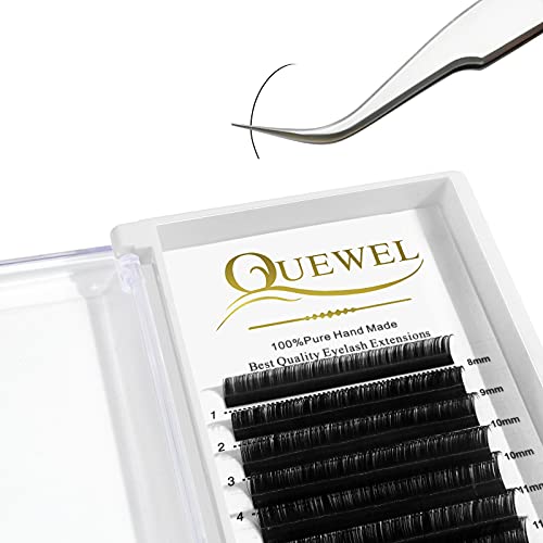 QUEWEL,Eyelash Extension Supplies 0.15 D Curl Mix-8-14mm Classic Individual Lash ExtensionsOptinal 0.03/0.05/0.07/0.10/0.15/0.20 C/D Single 8-25mm Mix 8-14mm 15-20mm 20-25mm(0.15 D MIX-8-14mm)