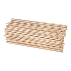 Long Wood Dowel Rods Unfinished Natural Wood Craft Dowel Sticks 50 Pack 1/4 Inch×12 Inch